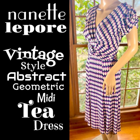 Nanette Lepore | Dresses | Hpnanette Leporeretro Abstract Tea Midi ...